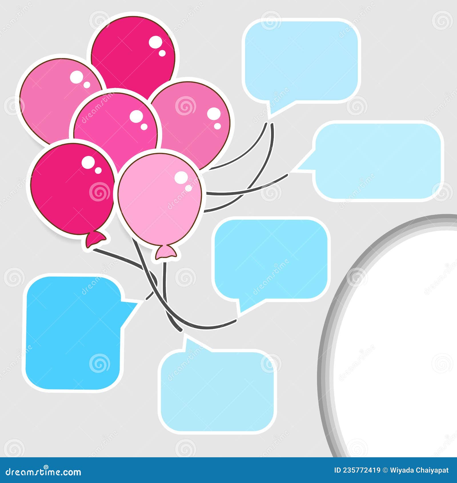Pink Balloon Sticker with Text Box Stock Vector - Illustration of ...