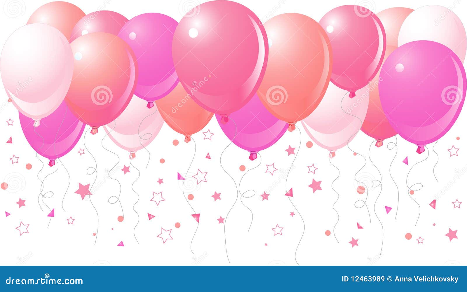 Pink balloons flying up stock vector. Illustration of space - 12463989