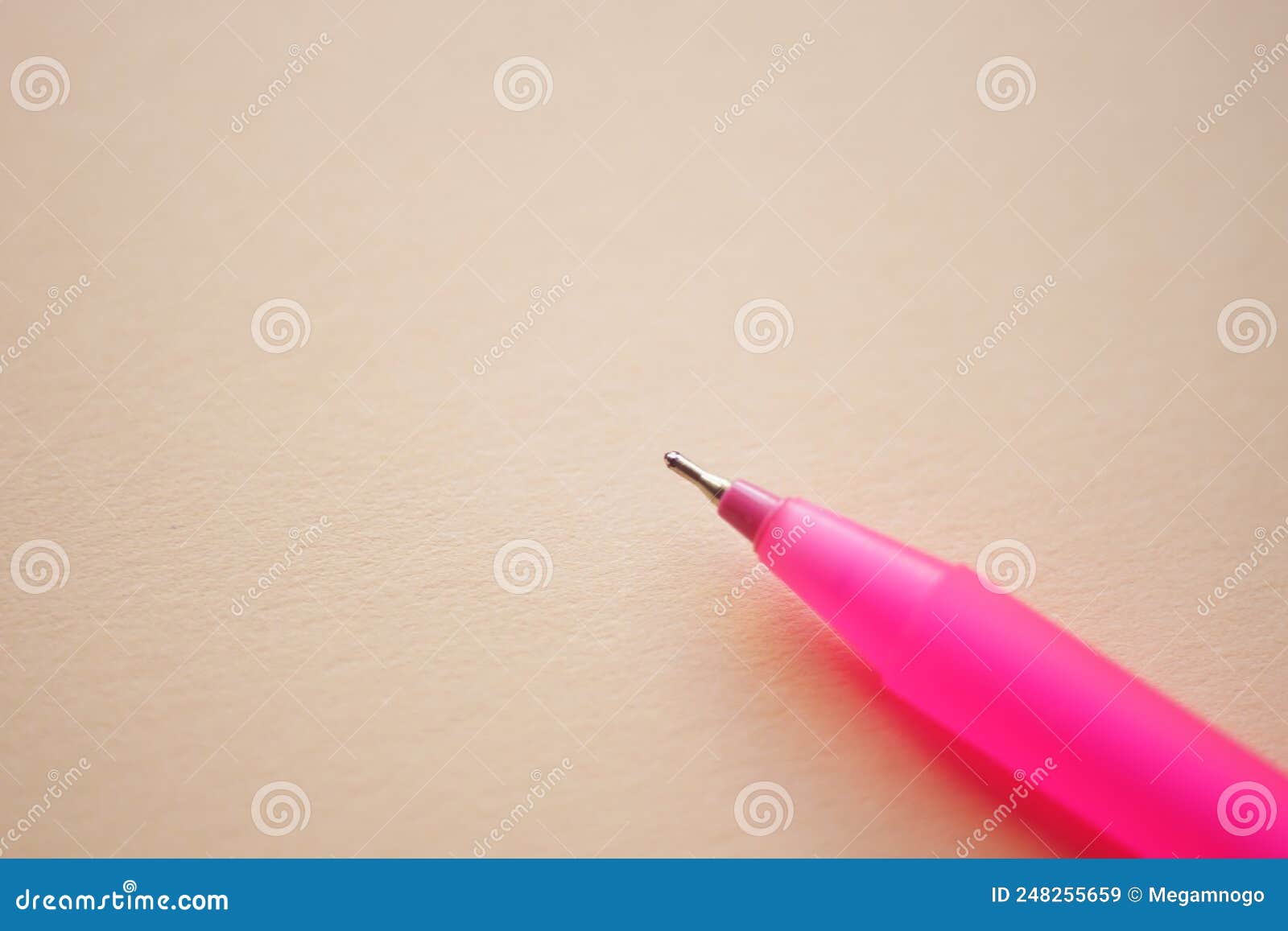Pink Ballpoint Pen on Beige Paper Stock Image - Image of notebook ...