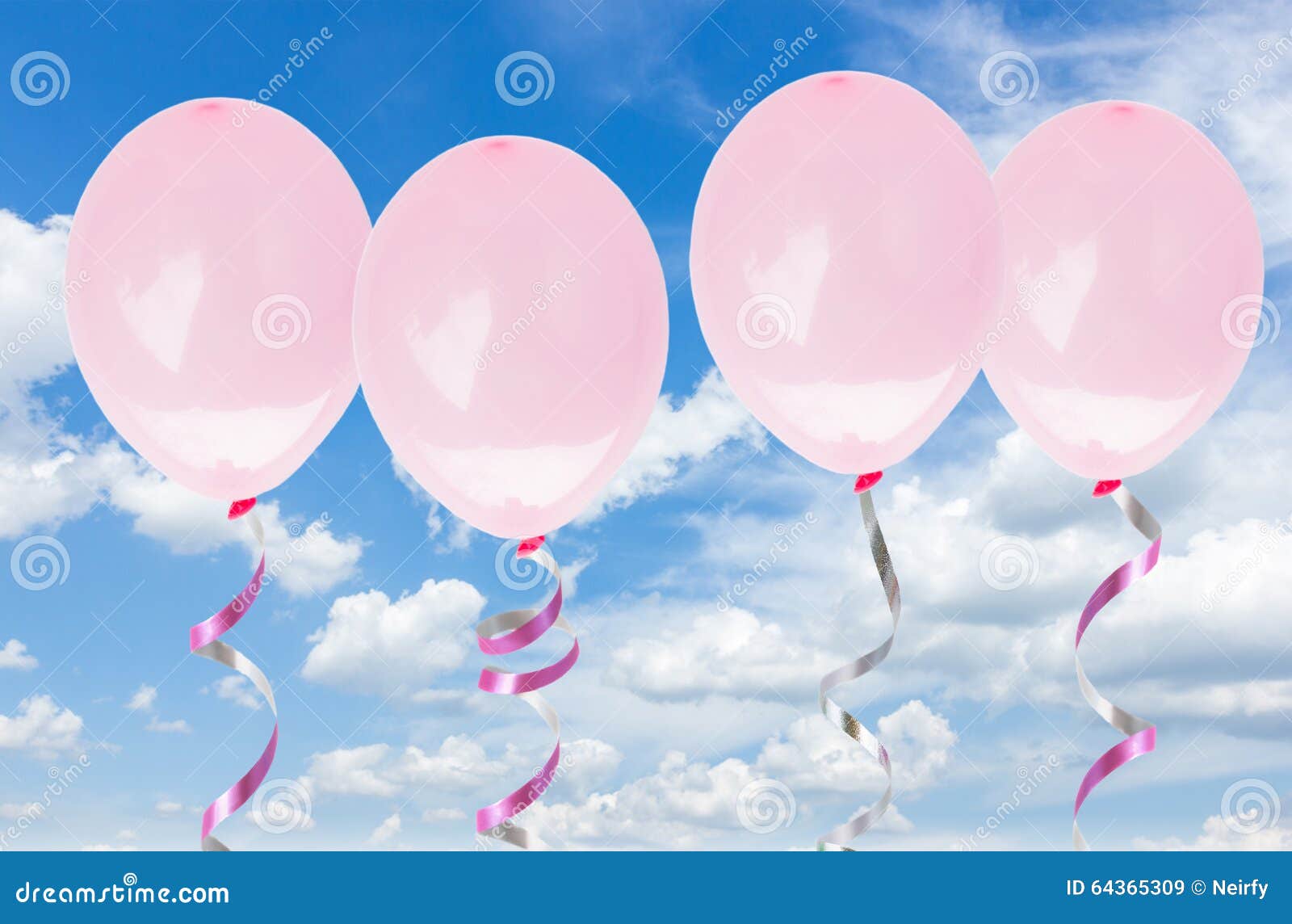 Pink baloons in the sky stock image. Image of baloon - 64365309
