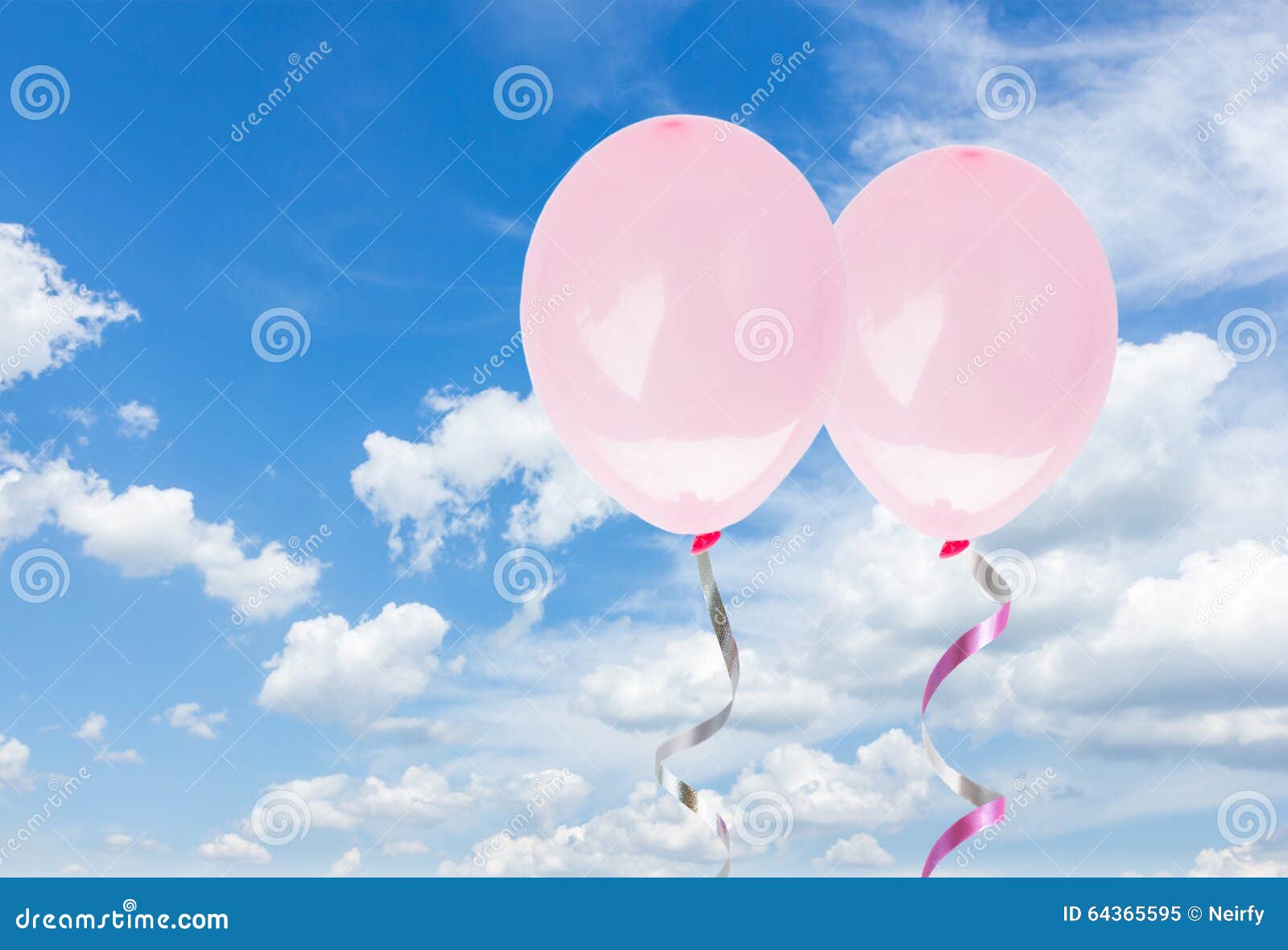 Pink baloons in the sky stock image. Image of summer - 64365595