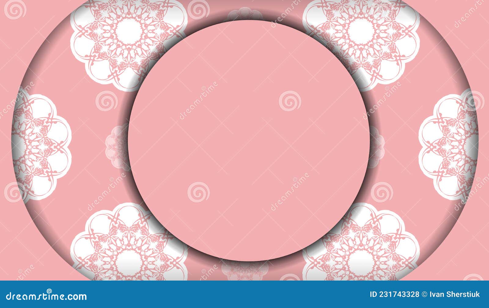 Pink Banner Template with Vintage White Pattern and Space for Your Logo ...