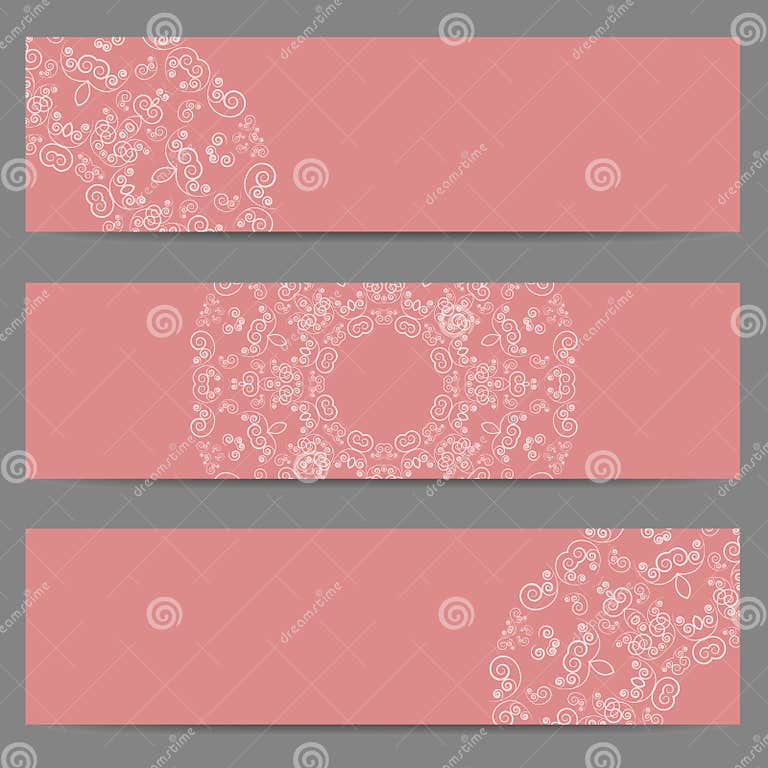 Pink Banners with Ornate Pattern Stock Vector - Illustration of artwork ...