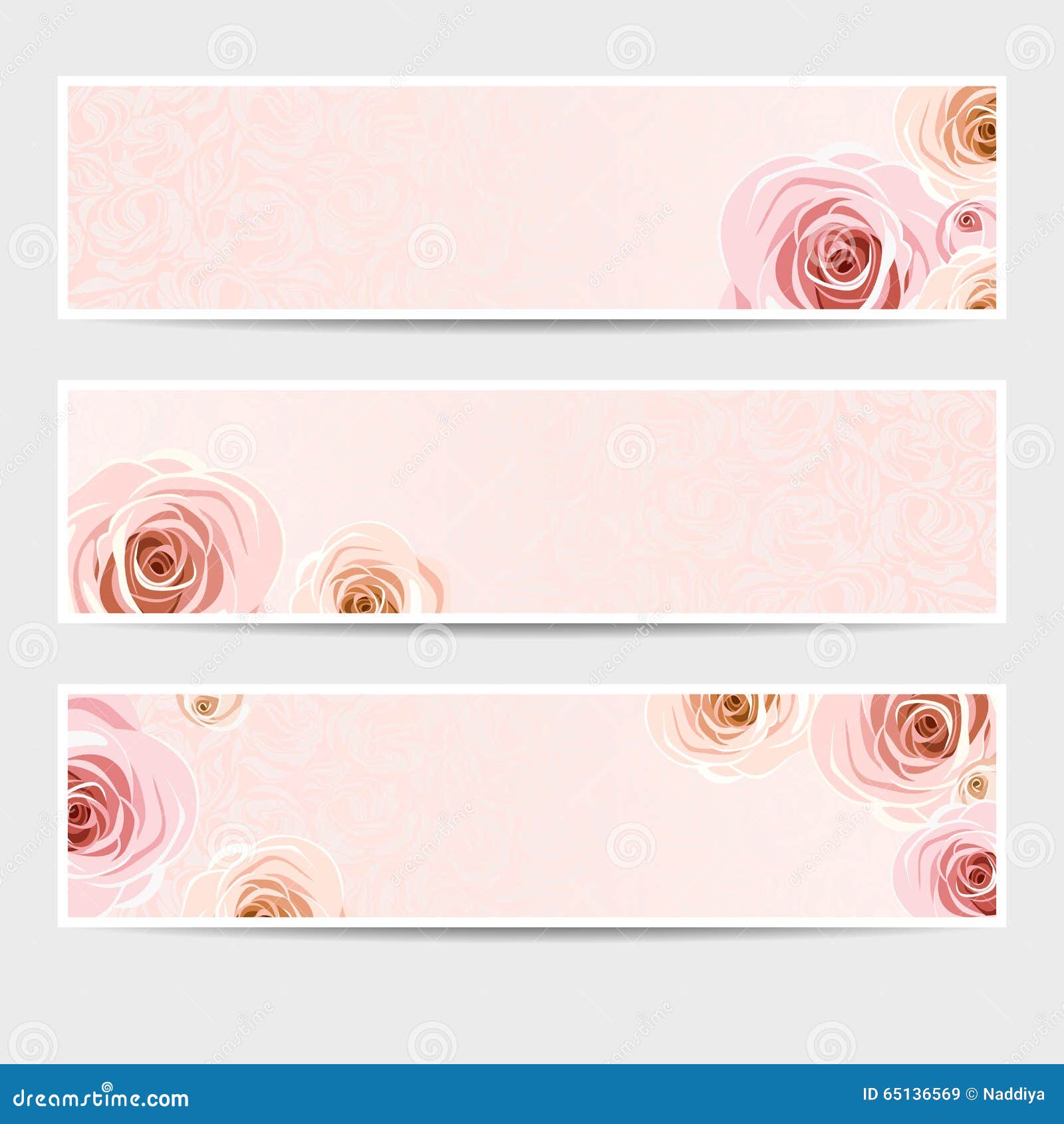 Pink Banners with Roses. Vector Eps-10. Stock Vector - Illustration of ...