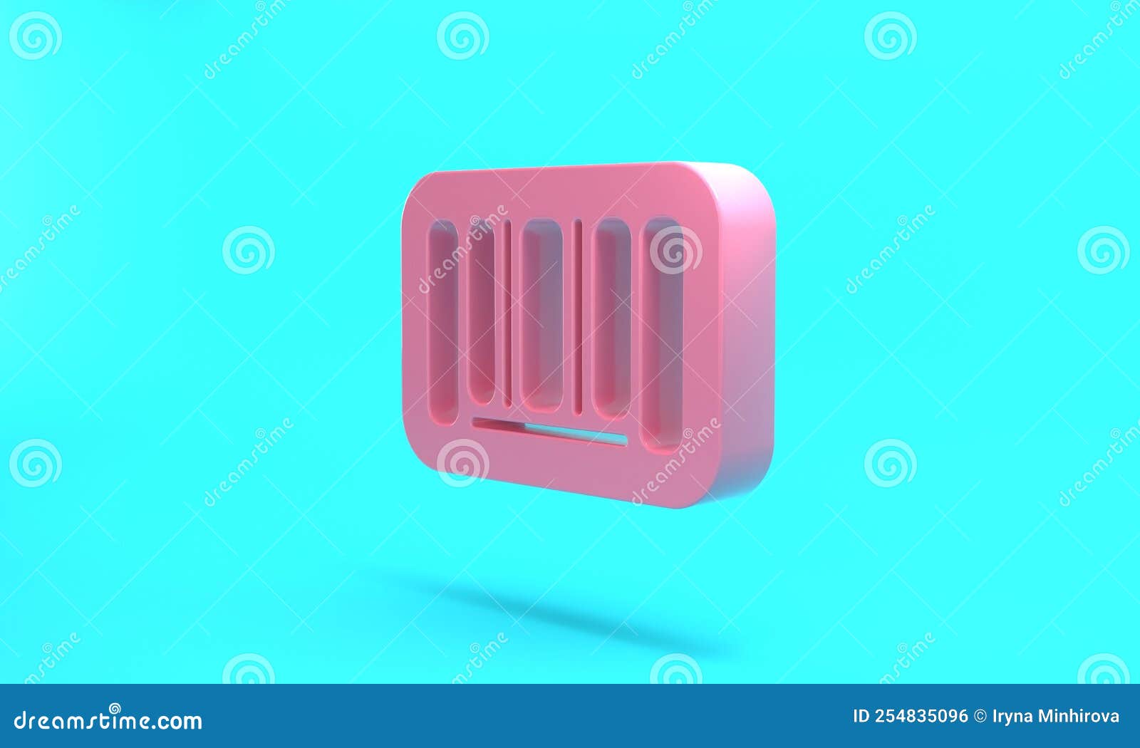 Pink Barcode Icon Isolated on Turquoise Blue Background. Minimalism ...