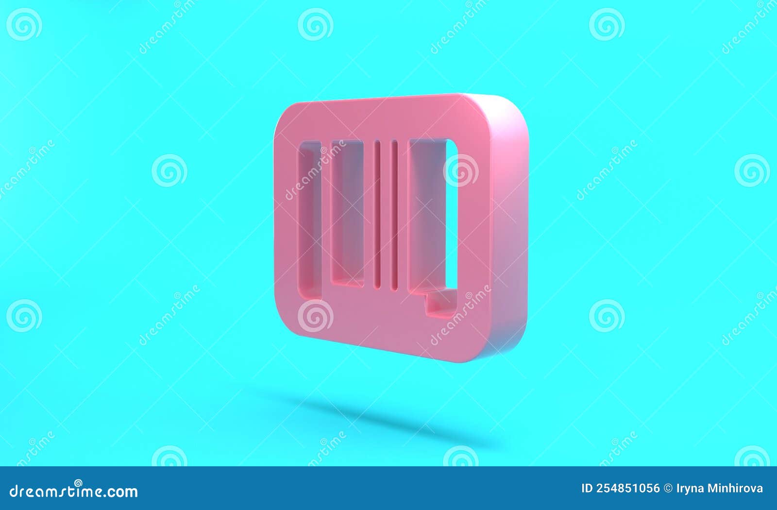 Pink Barcode Icon Isolated on Turquoise Blue Background. Minimalism ...