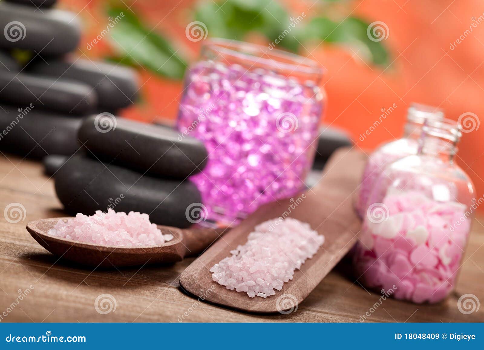 Pink bath salt for Spa stock image. Image of cosmetic - 18048409