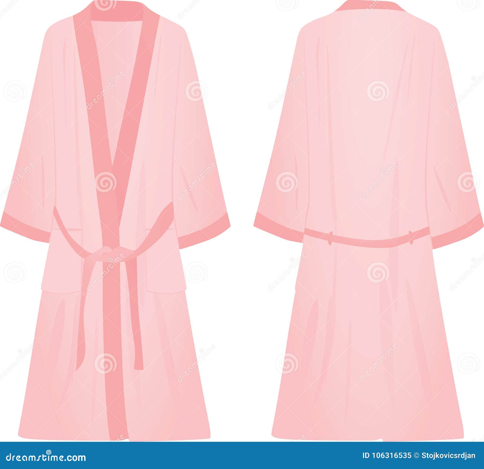 Pink Bathrobe Front and Back View Stock Vector - Illustration of dress ...