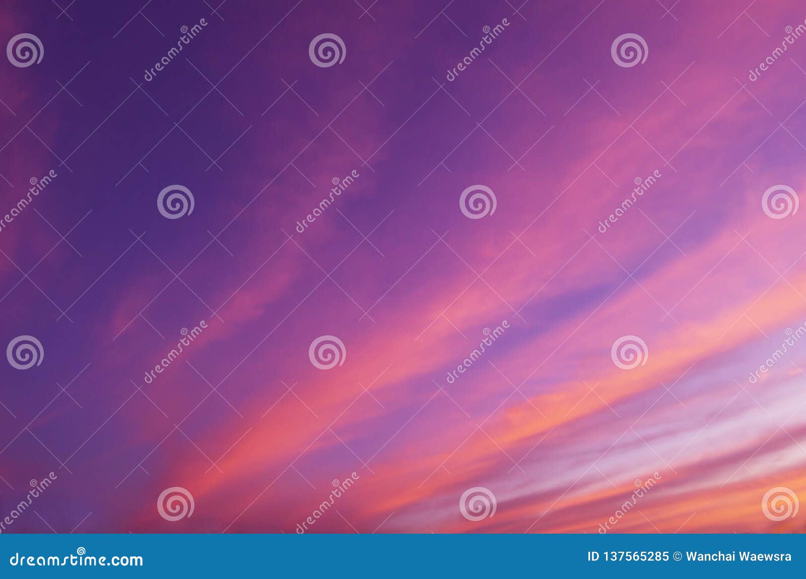 Pink Beam Bursting from the Clouds in the Golden Sky at Sunset Stock ...