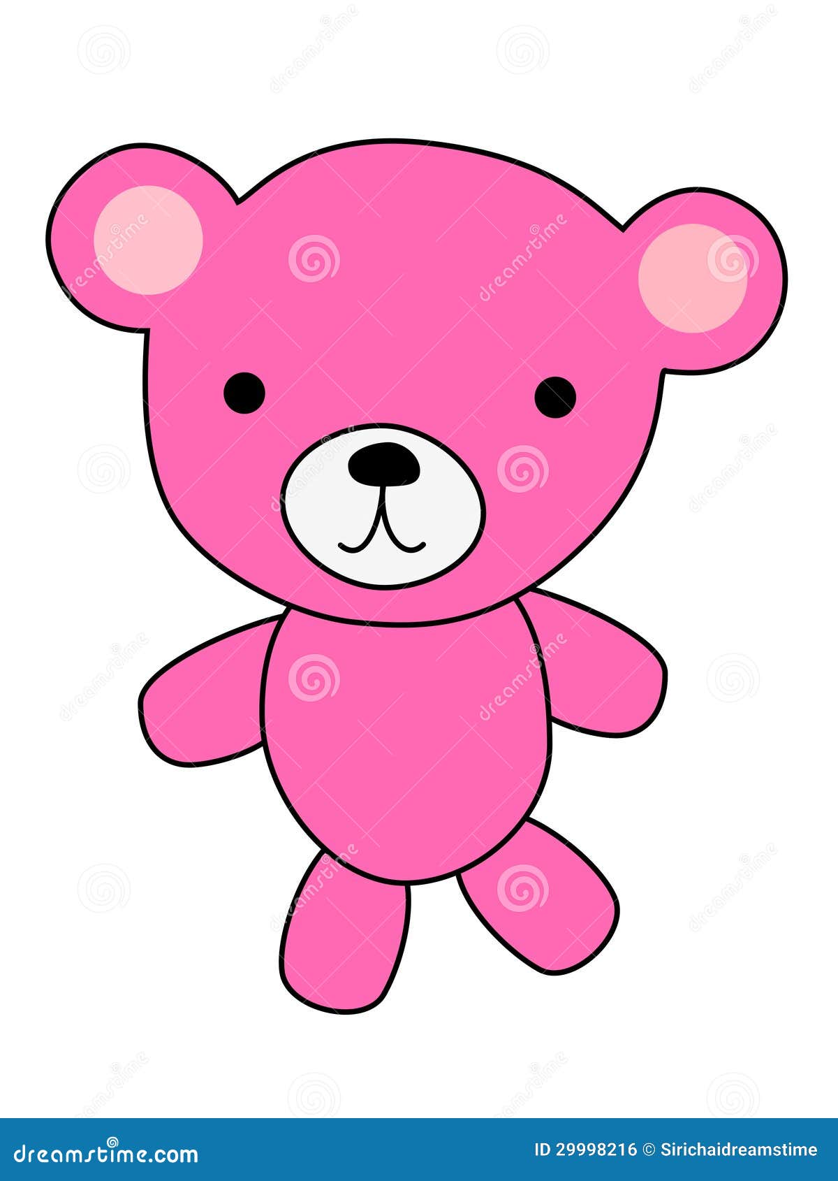 Pink bear cartoon stock illustration. Illustration of teddy - 29998216