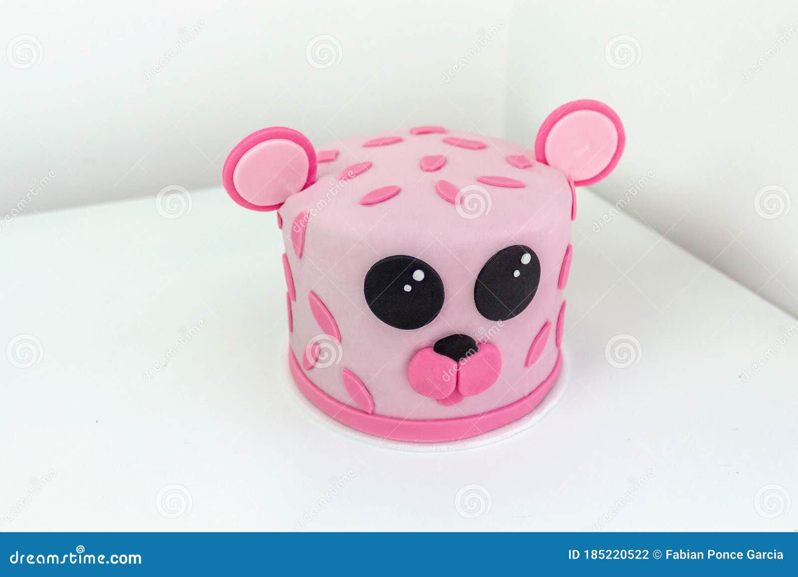 Pink bear-shaped cake stock photo. Image of home, cake - 185220522