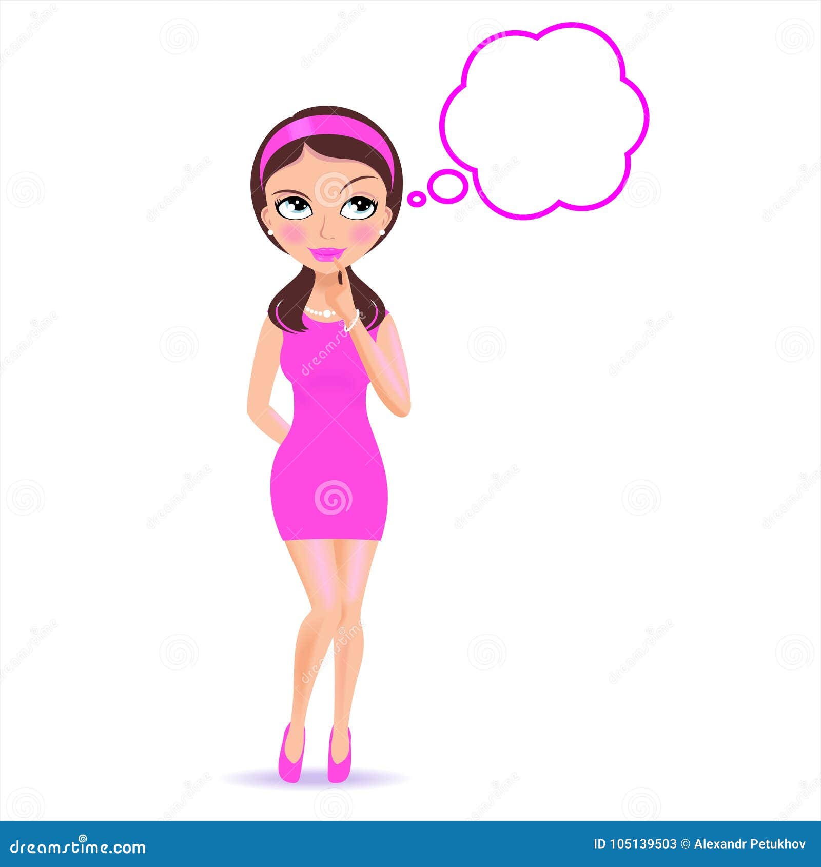 Beautiful Girl Thinking about Any Thing Stock Illustration ...