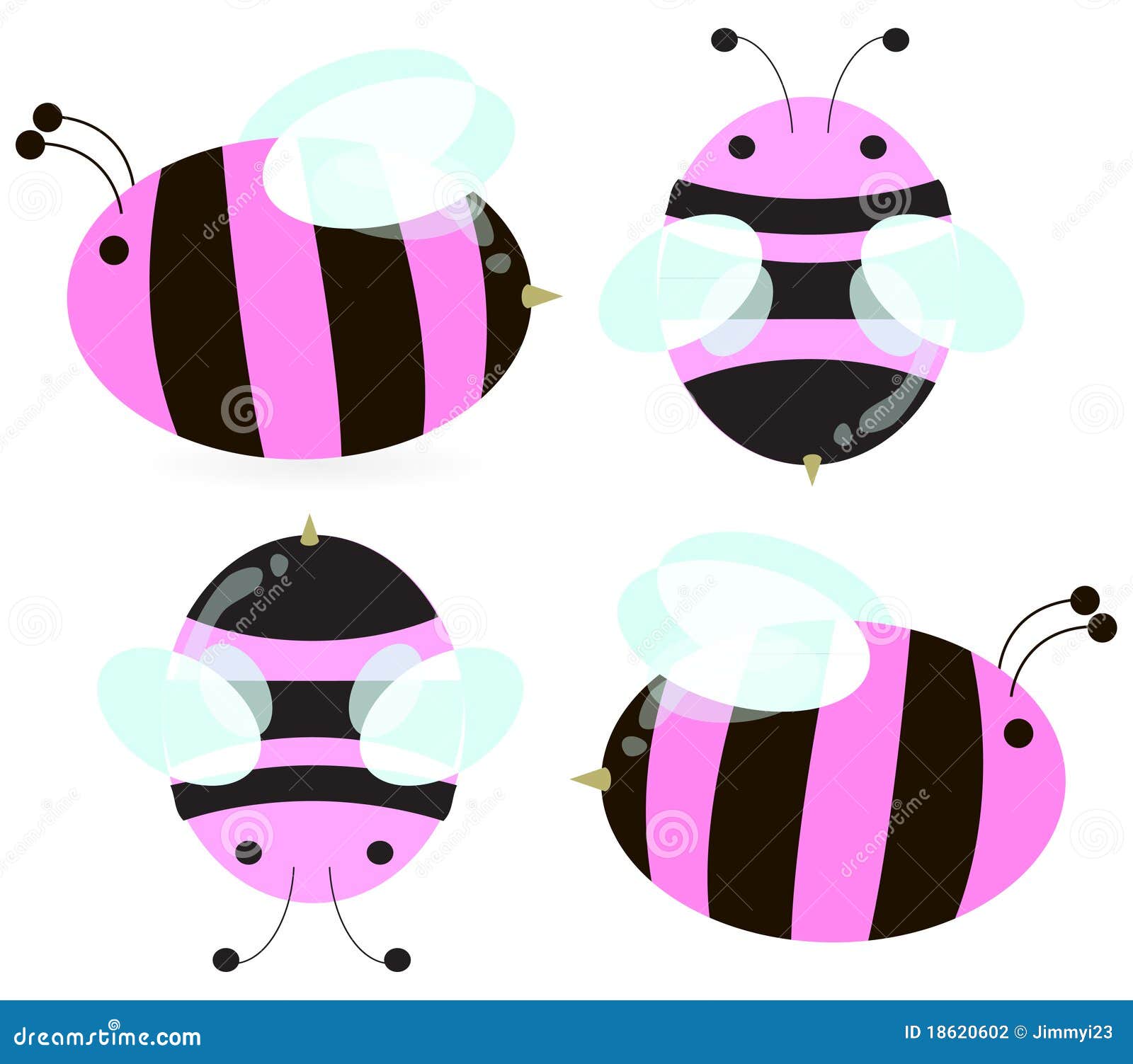Pink bees stock vector. Illustration of good, cartoon - 18620602