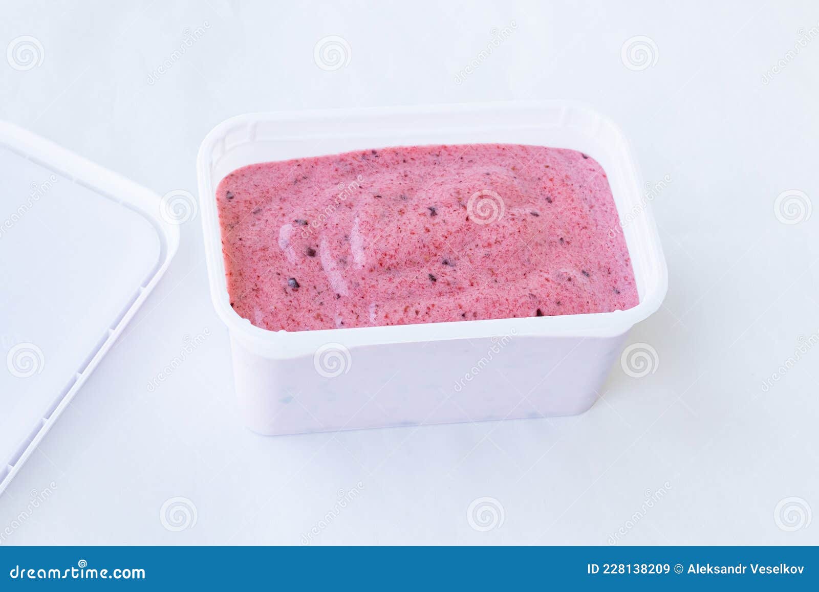 Pink Berry Ice Cream Texture in White Geometric Rectangular Square ...