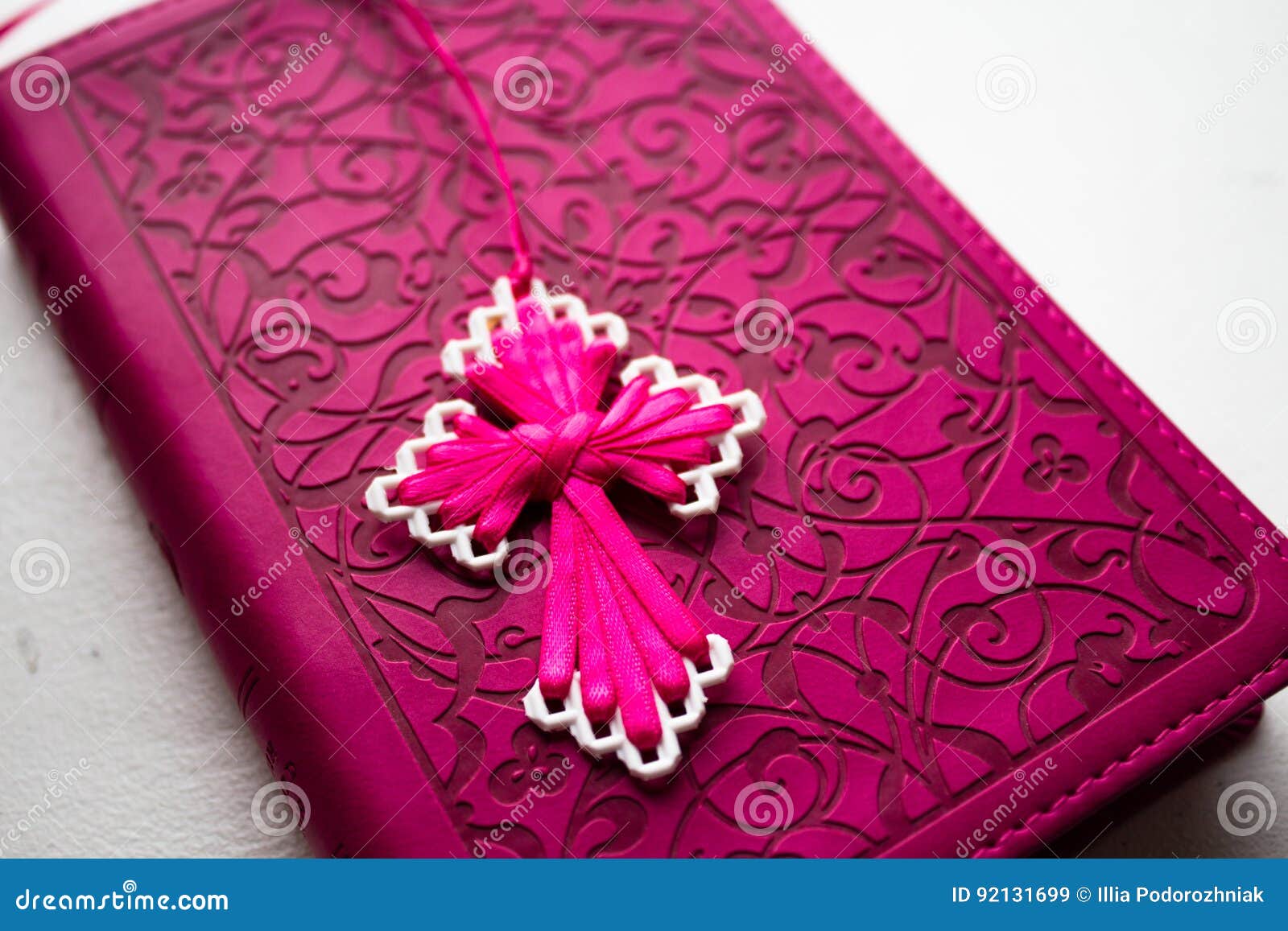 Pink Bible with Handmade Pink Cross on it Stock Image - Image of leaves ...
