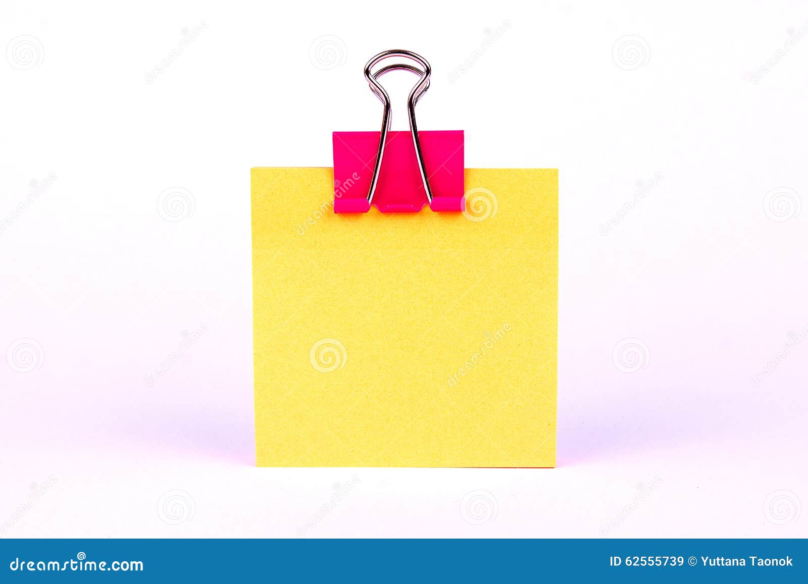 Pink Binder Clip on Blank Yellow Paper Stock Image - Image of business ...