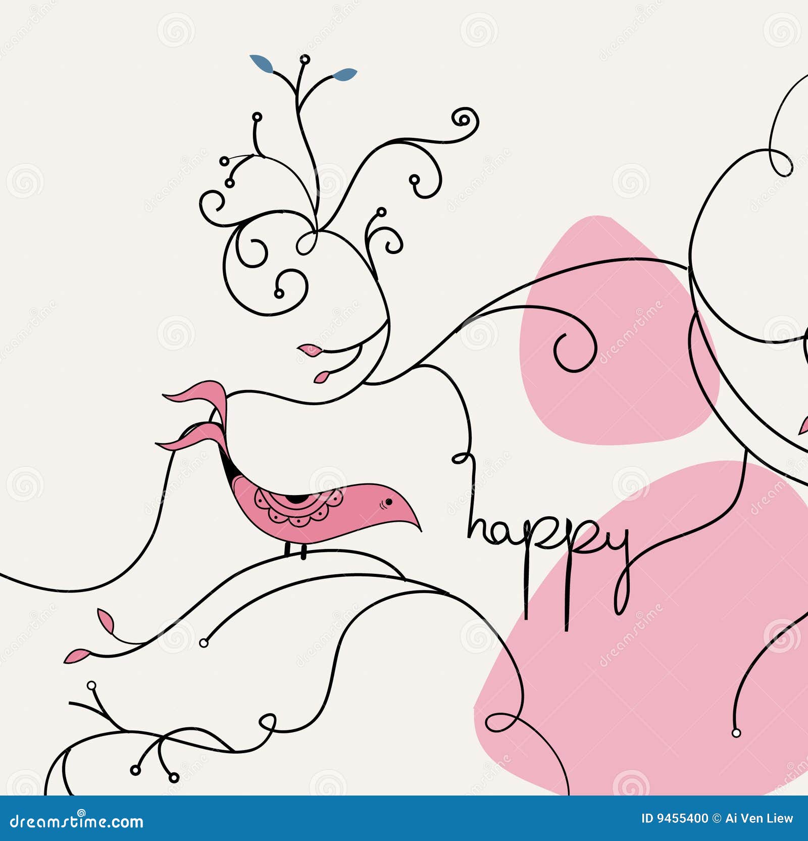 Pink bird card template stock illustration. Illustration of pink - 9455400