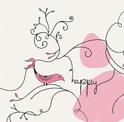 Pink bird card template stock illustration. Illustration of pink - 9455400
