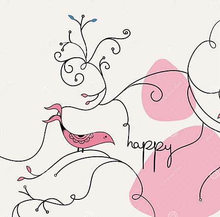 Pink bird card template stock illustration. Illustration of pink - 9455400