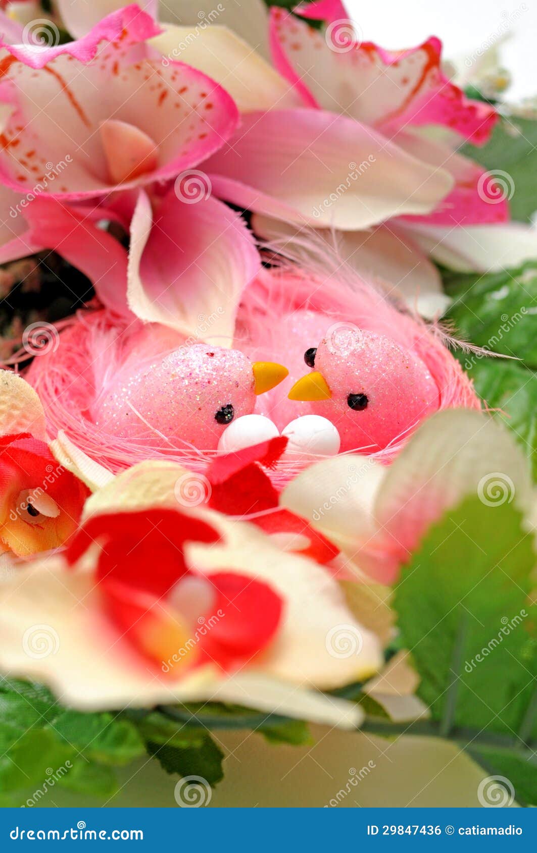 Pink Easter Birds with Flowers Stock Photo - Image of delicate, spring ...