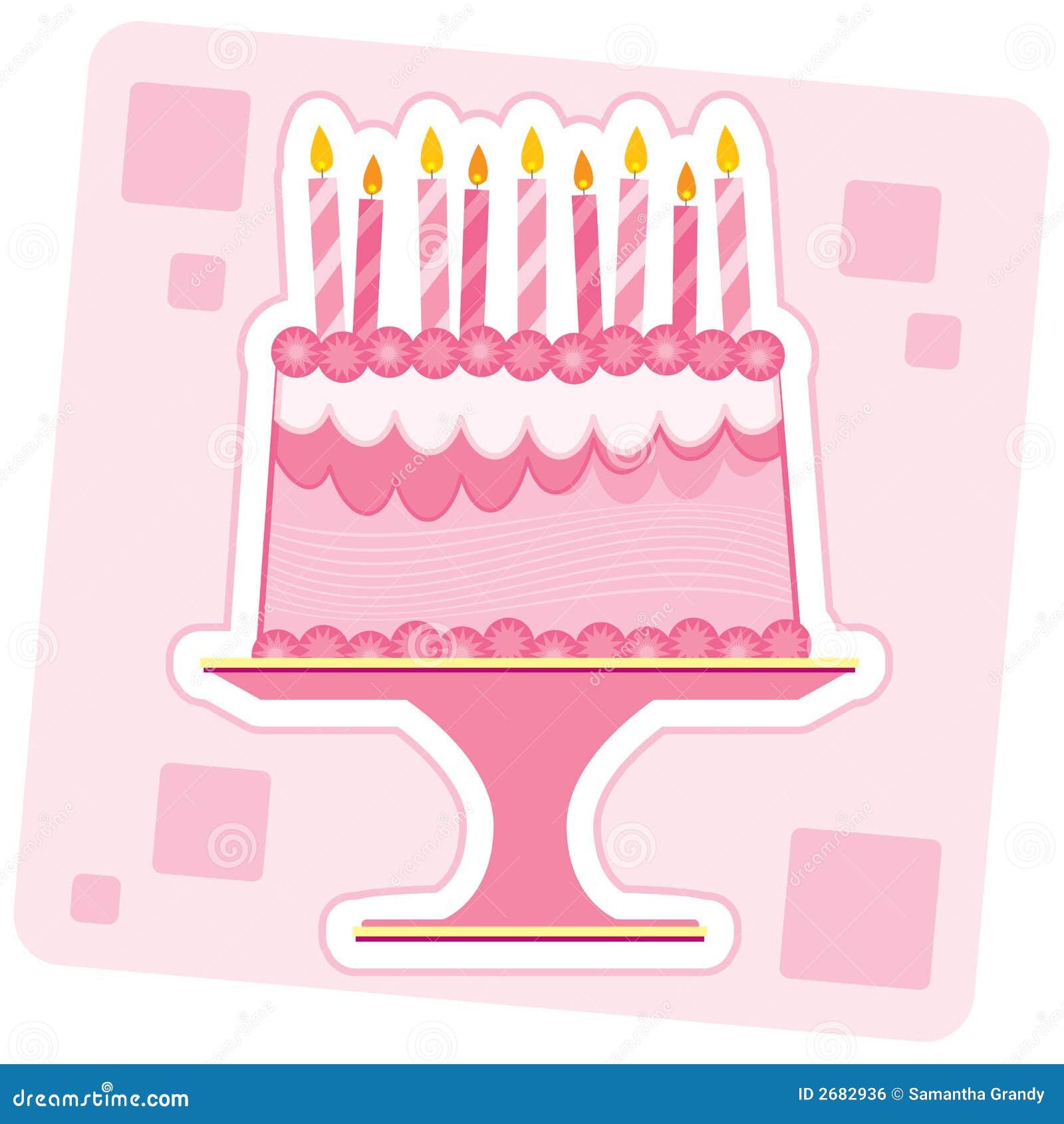 Pink Birthday Cake Vector Illustration | CartoonDealer.com #2682936
