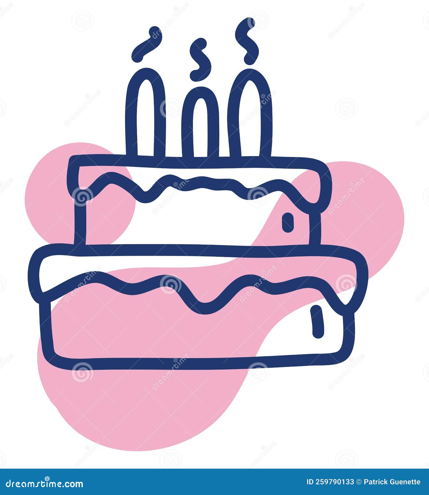 Pink birthday cake, icon stock vector. Illustration of happy - 259790133