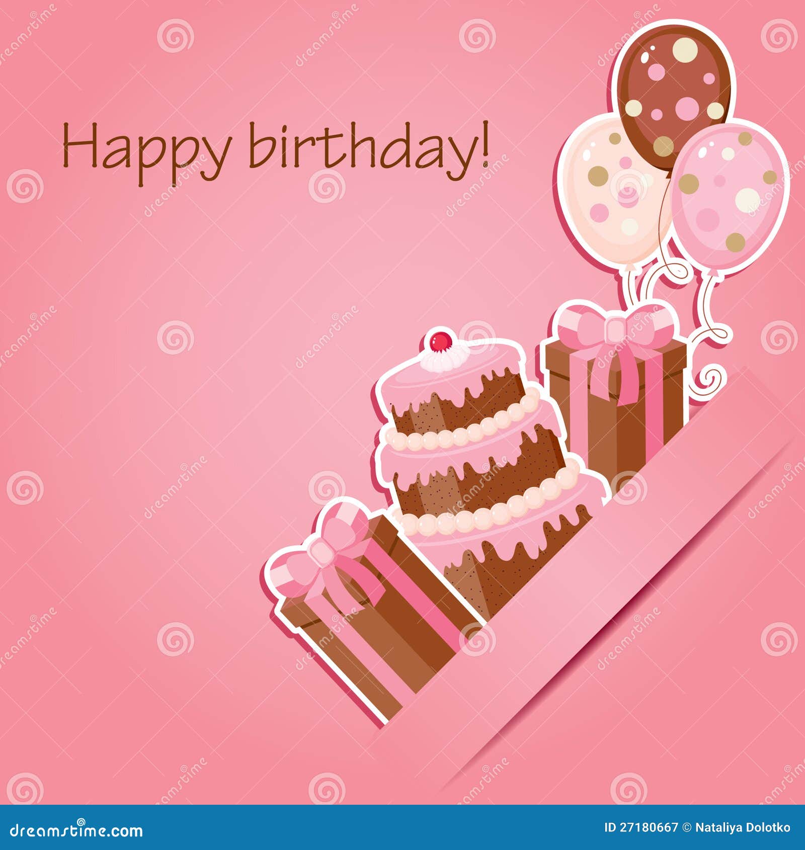 Pink birthday card stock vector. Illustration of drawing - 27180667 Pink birthday card stock vector. Illustration of drawing - 27180667