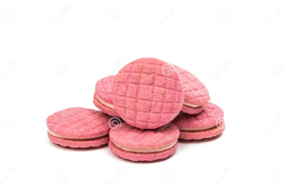 Pink biscuits isolated stock photo. Image of france, isolated - 98130478