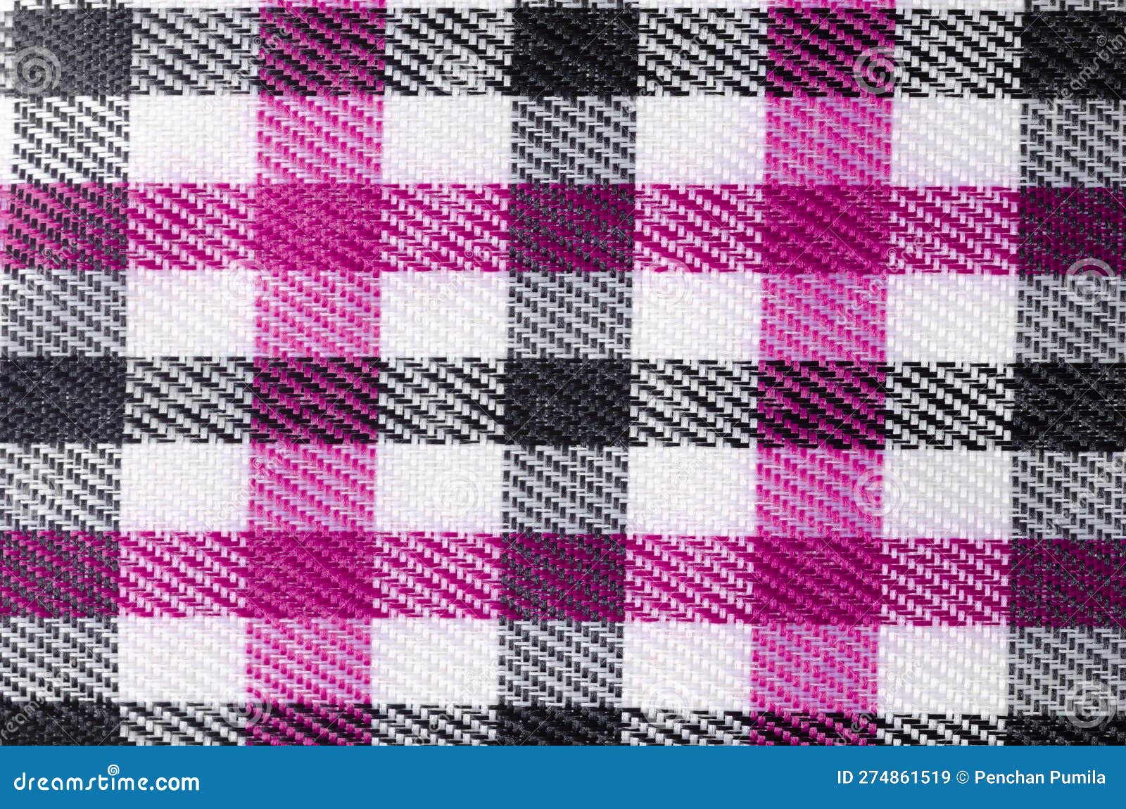 The Pink and Black Color Gingham Pattern Fabric Texture As Background ...