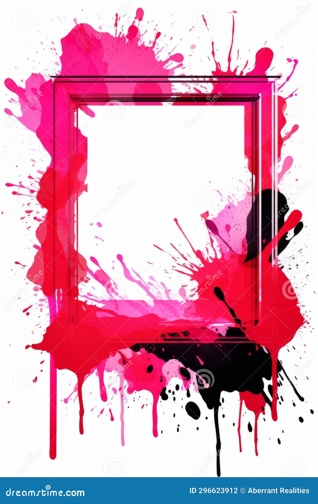 A Pink and Black Frame with Paint Splatters on it Stock Illustration ...