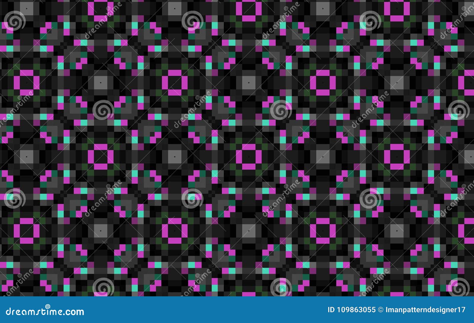 Pink in Black Geometric Repeating Pattern Stock Vector - Illustration ...