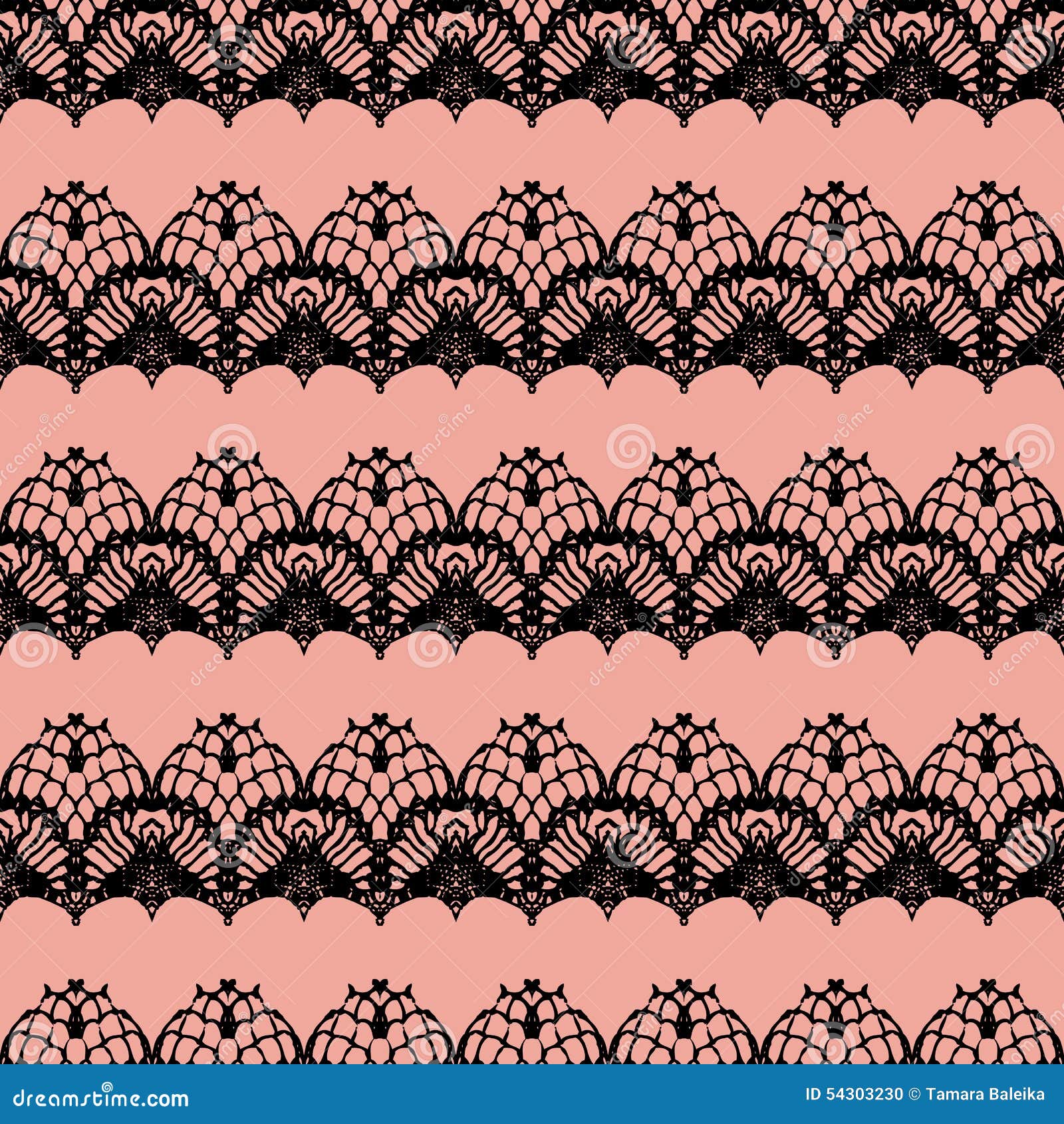 Pink and Black Lace Seamless Stripes Pattern. Stock Vector ...