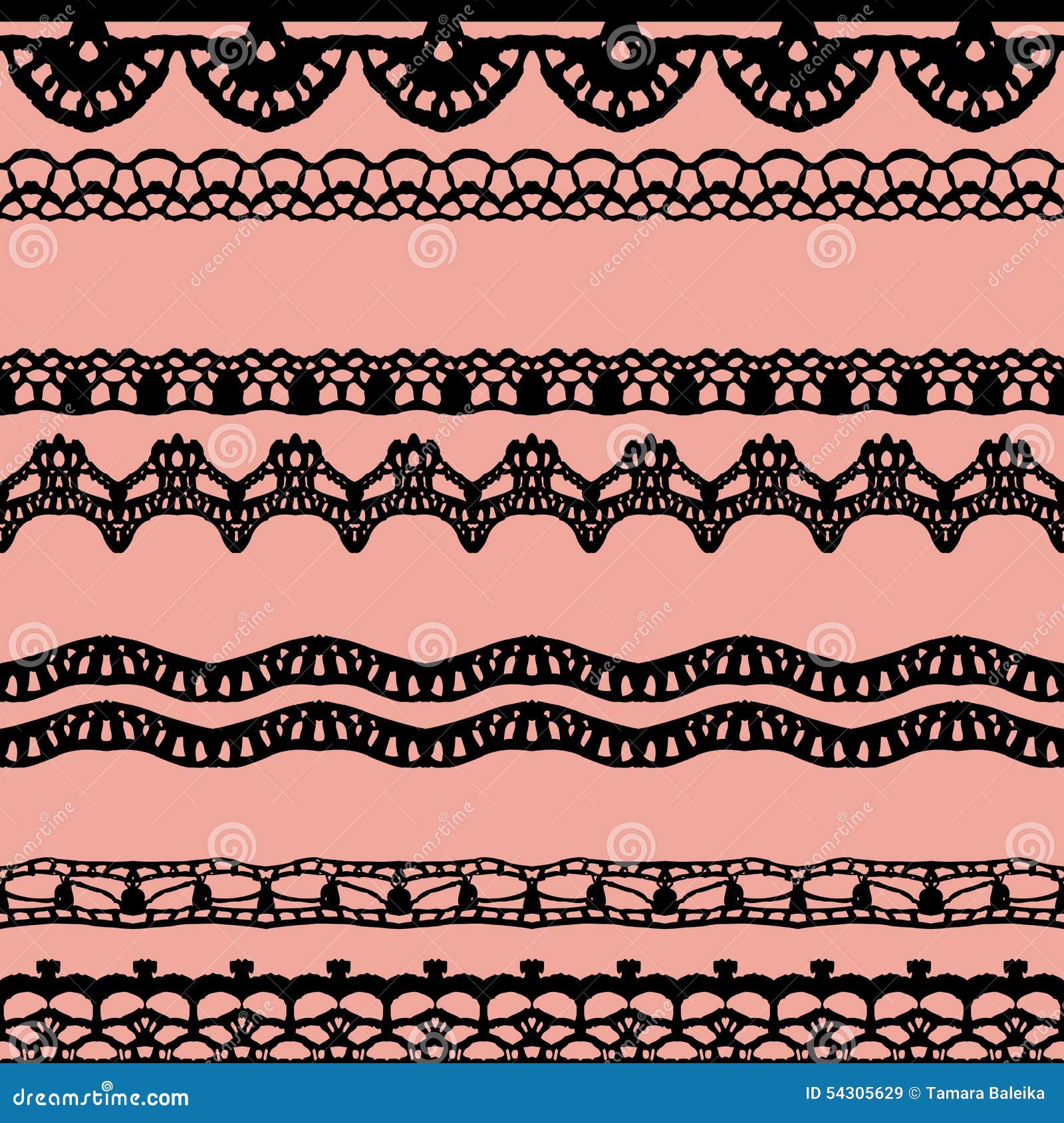 Pink and Black Lace Seamless Stripes Pattern. Stock Vector ...