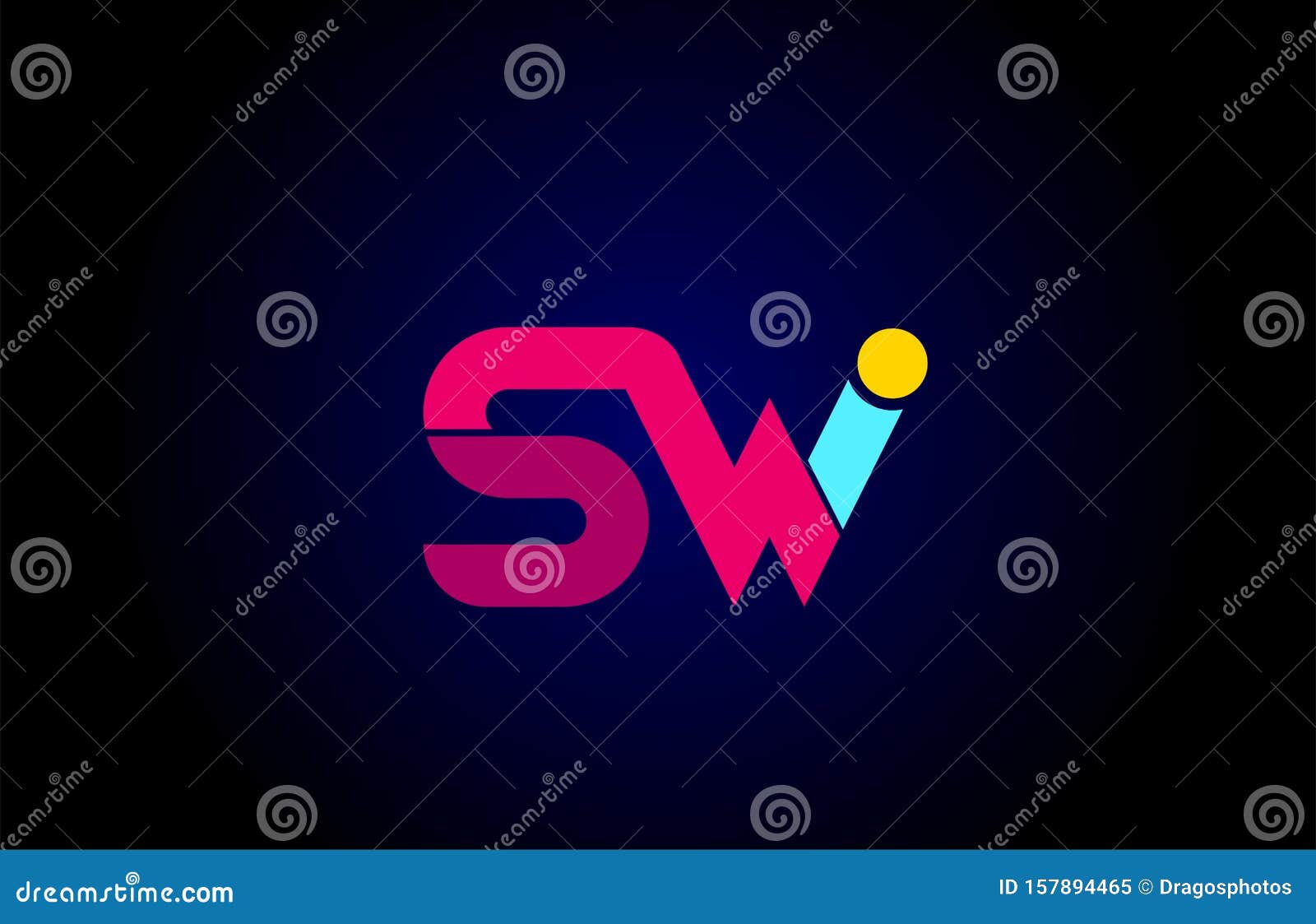 Pink Blue Alphabet Letter Sw S W Combination For Company Logo Stock Vector Illustration Of