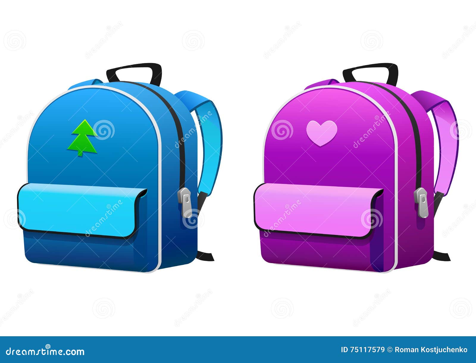 Pink and Blue Backpacks for School Stock Vector - Illustration of ...