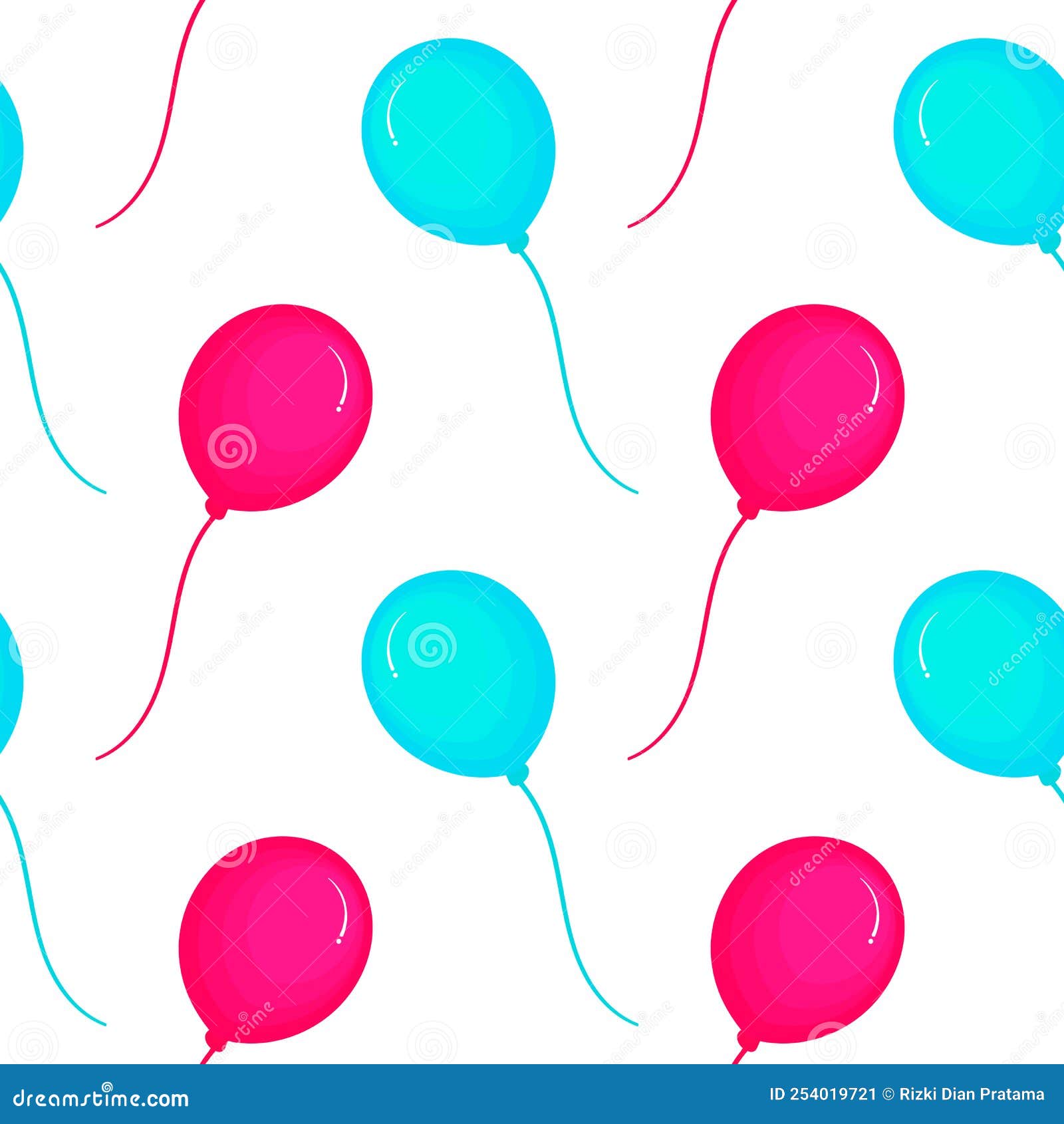 Pink and Blue Balloon Seamless Pattern Stock Vector - Illustration of ...