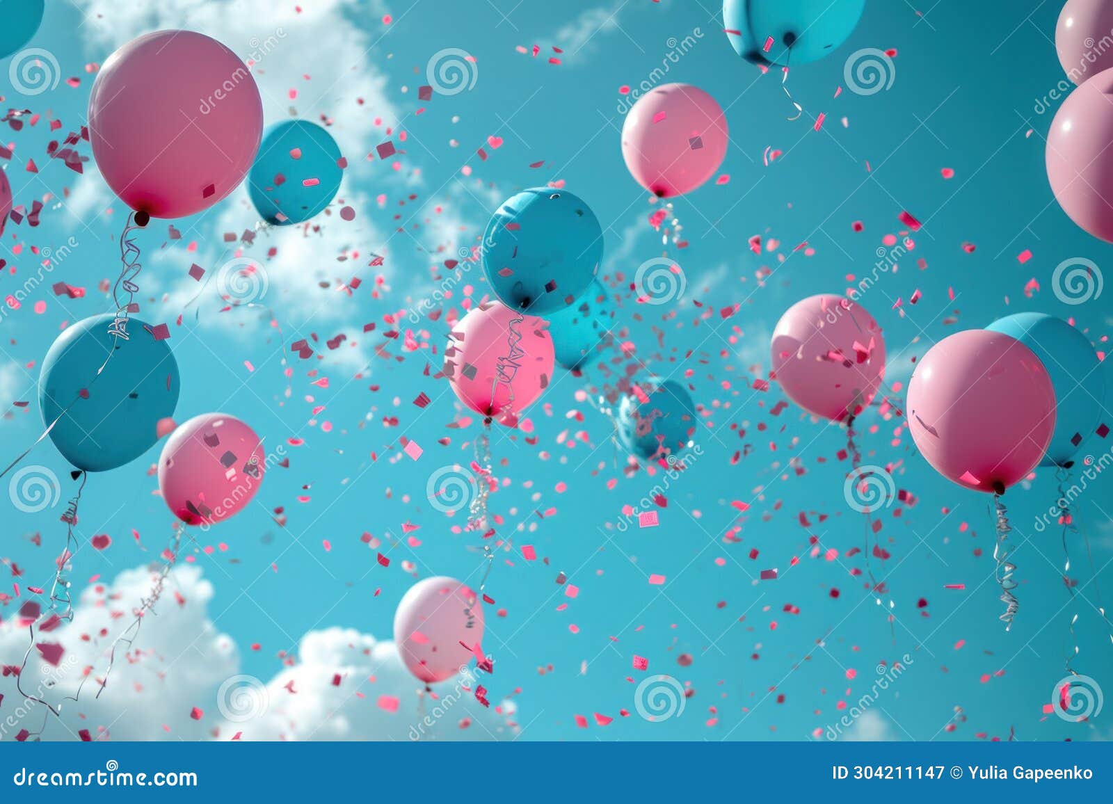Pink and Blue Balloons Being Released Stock Image - Image of colorful ...