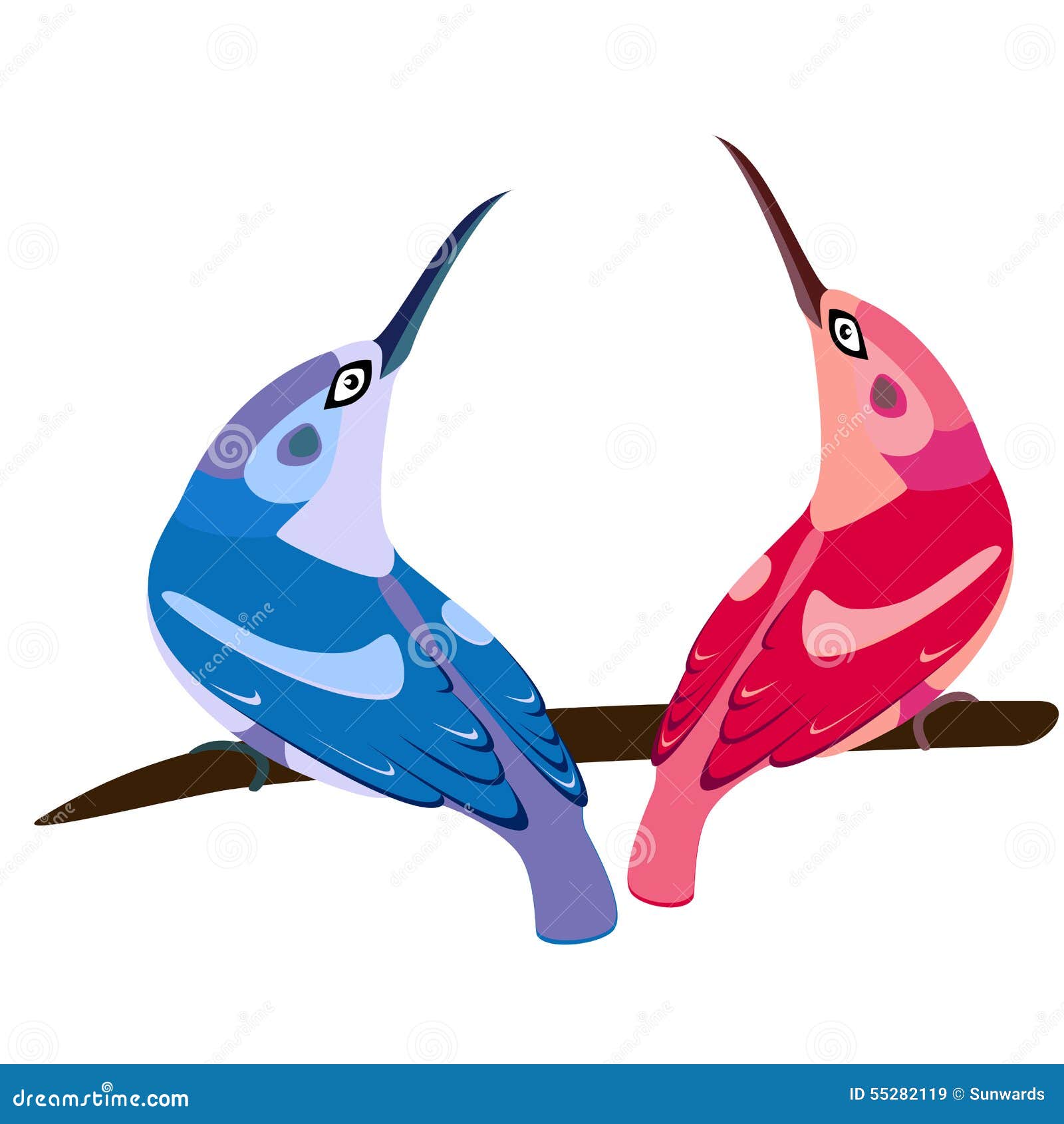 Pink and blue bird stock vector. Illustration of tail - 55282119
