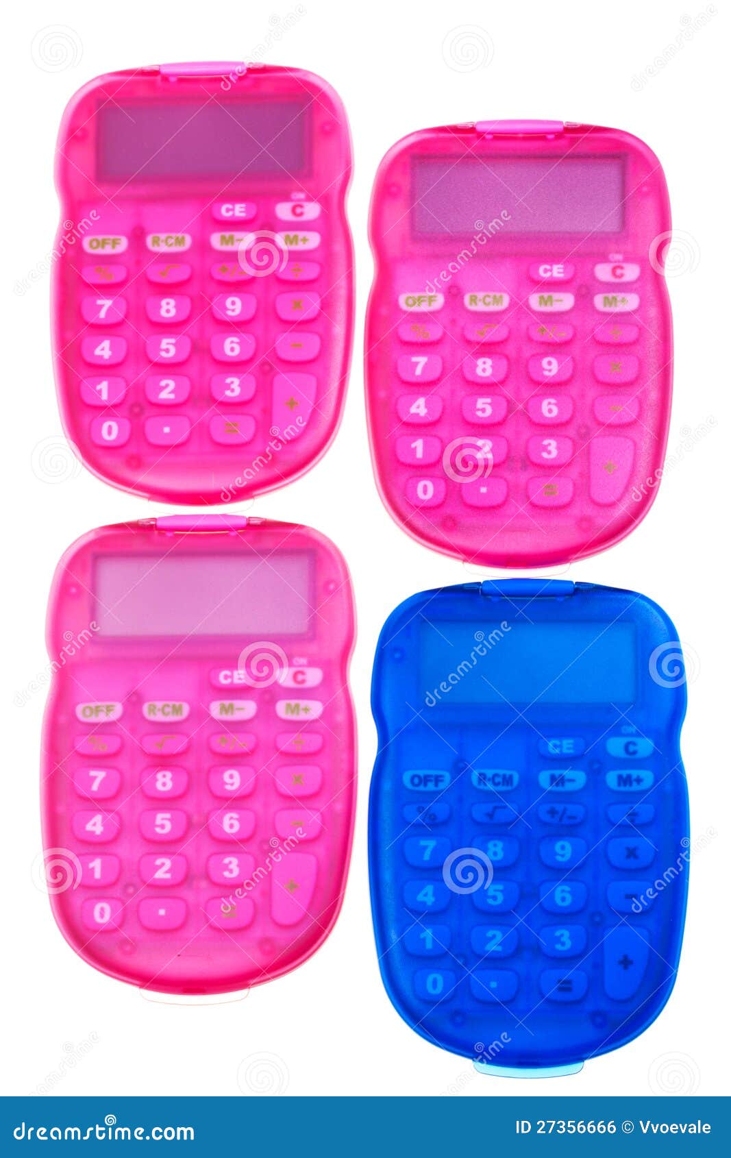 Pink and blue calculators stock photo. Image of white - 27356666