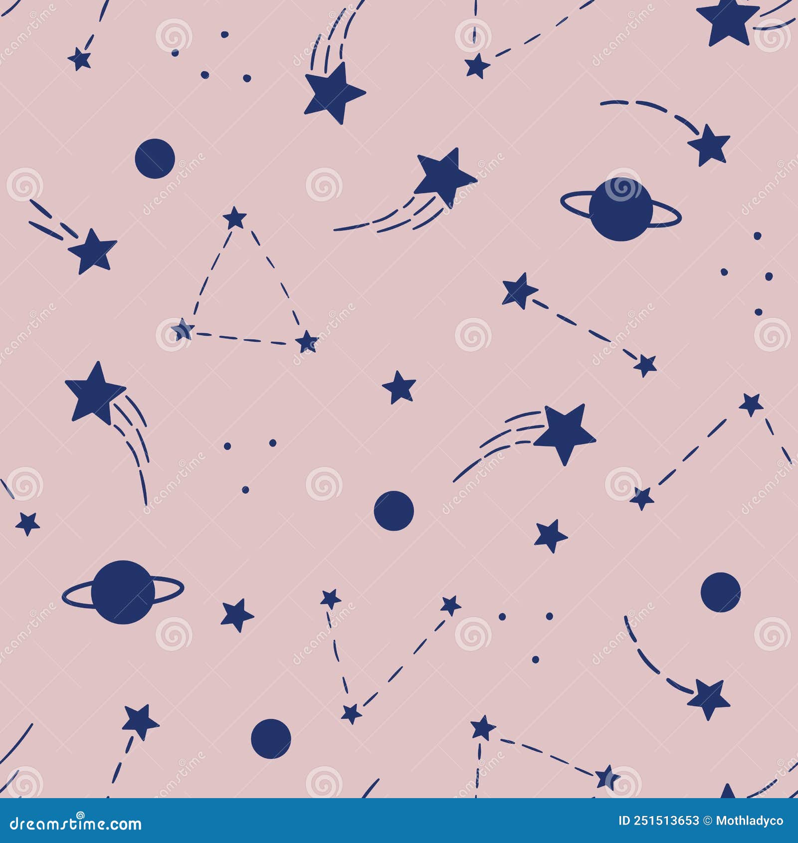 Pink and Blue Celestial Seamless Vector Pattern Stock Vector ...
