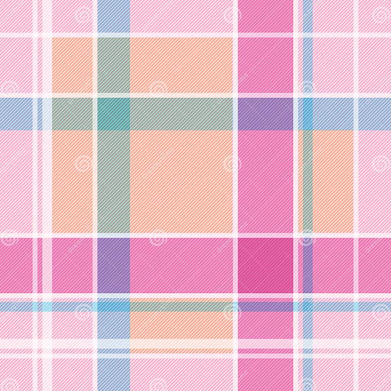 Pink and Blue Check Seamless Pattern. Vector Patch for Scarf, Fabric ...