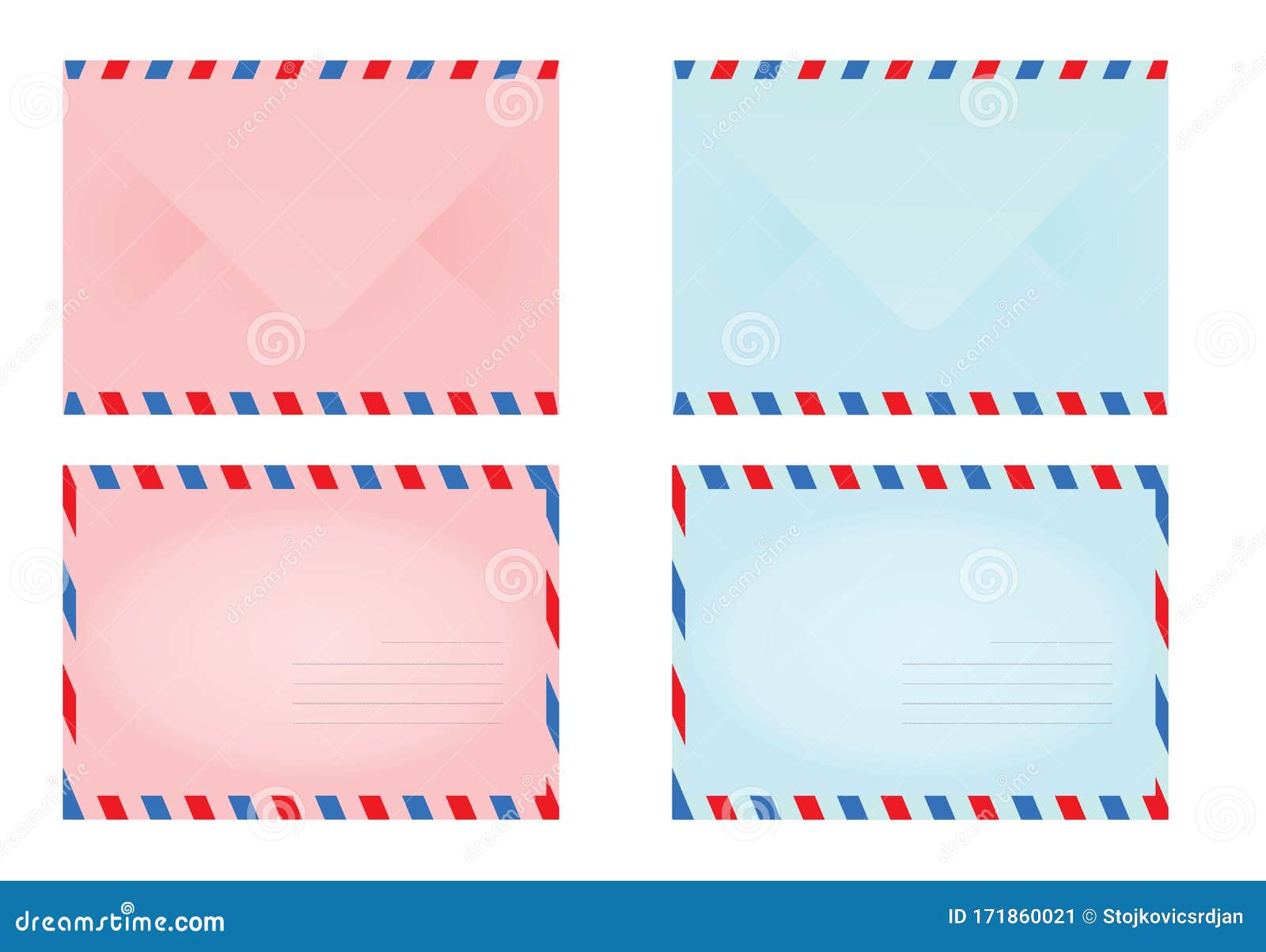 Pink and Blue Closed Post Letter Stock Vector - Illustration of ...
