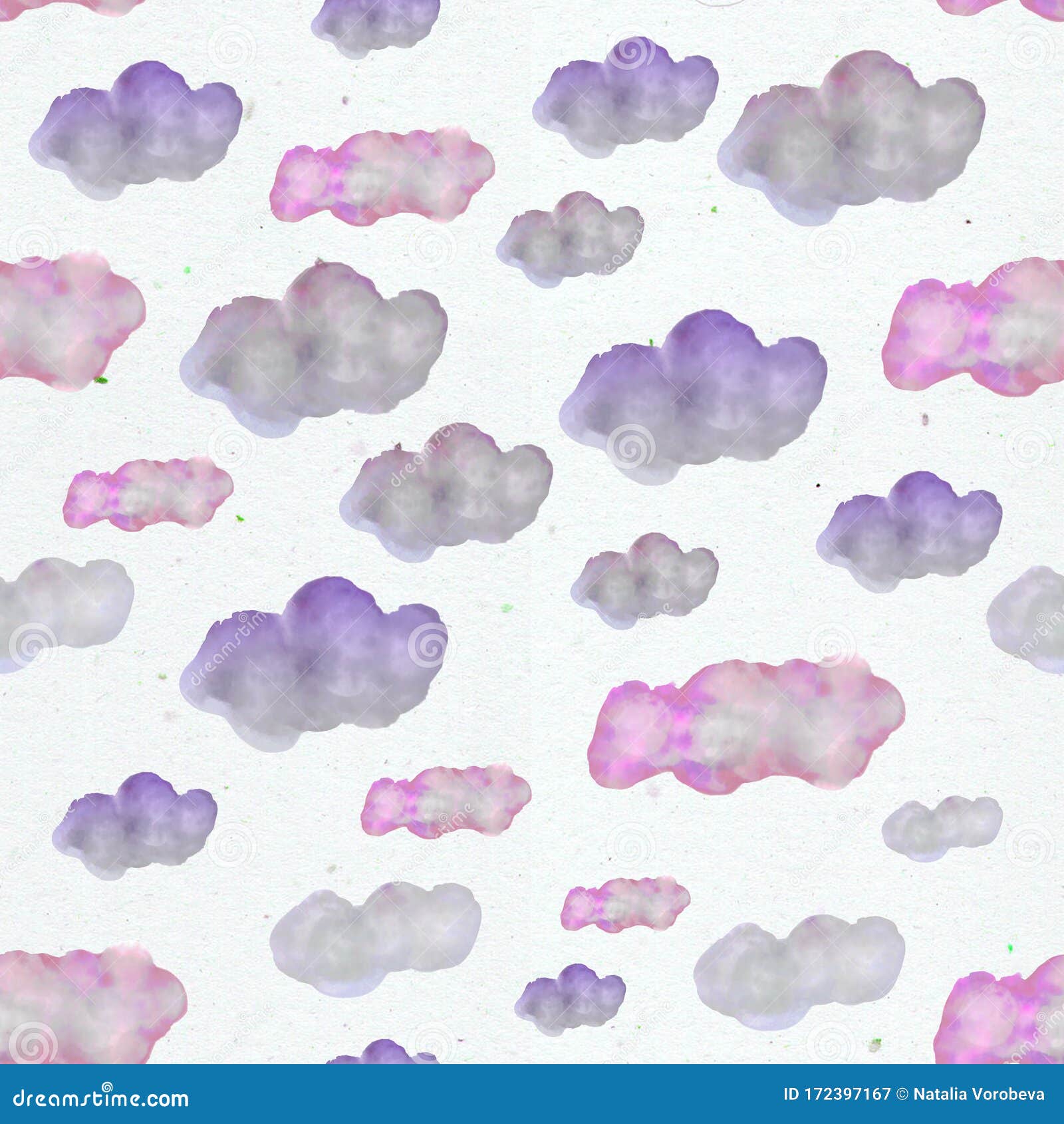 Pink and Blue Clouds Pattern on White Background Stock Illustration ...