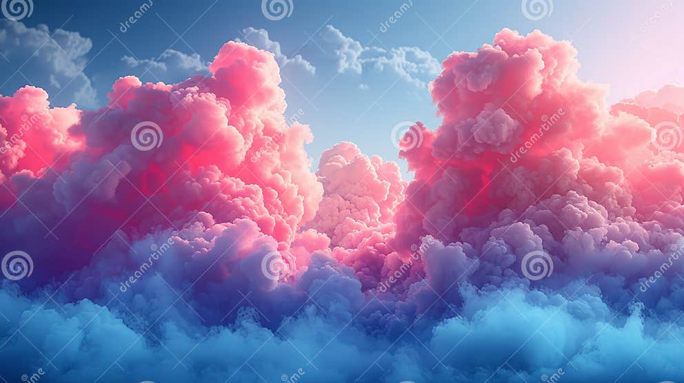 Pink and Blue Clouds in the Sky Stock Illustration - Illustration of ...