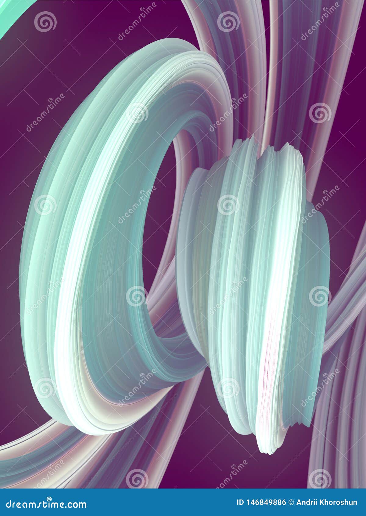 Pink and Blue Colored Twisted Shape. Computer Generated Abstract ...