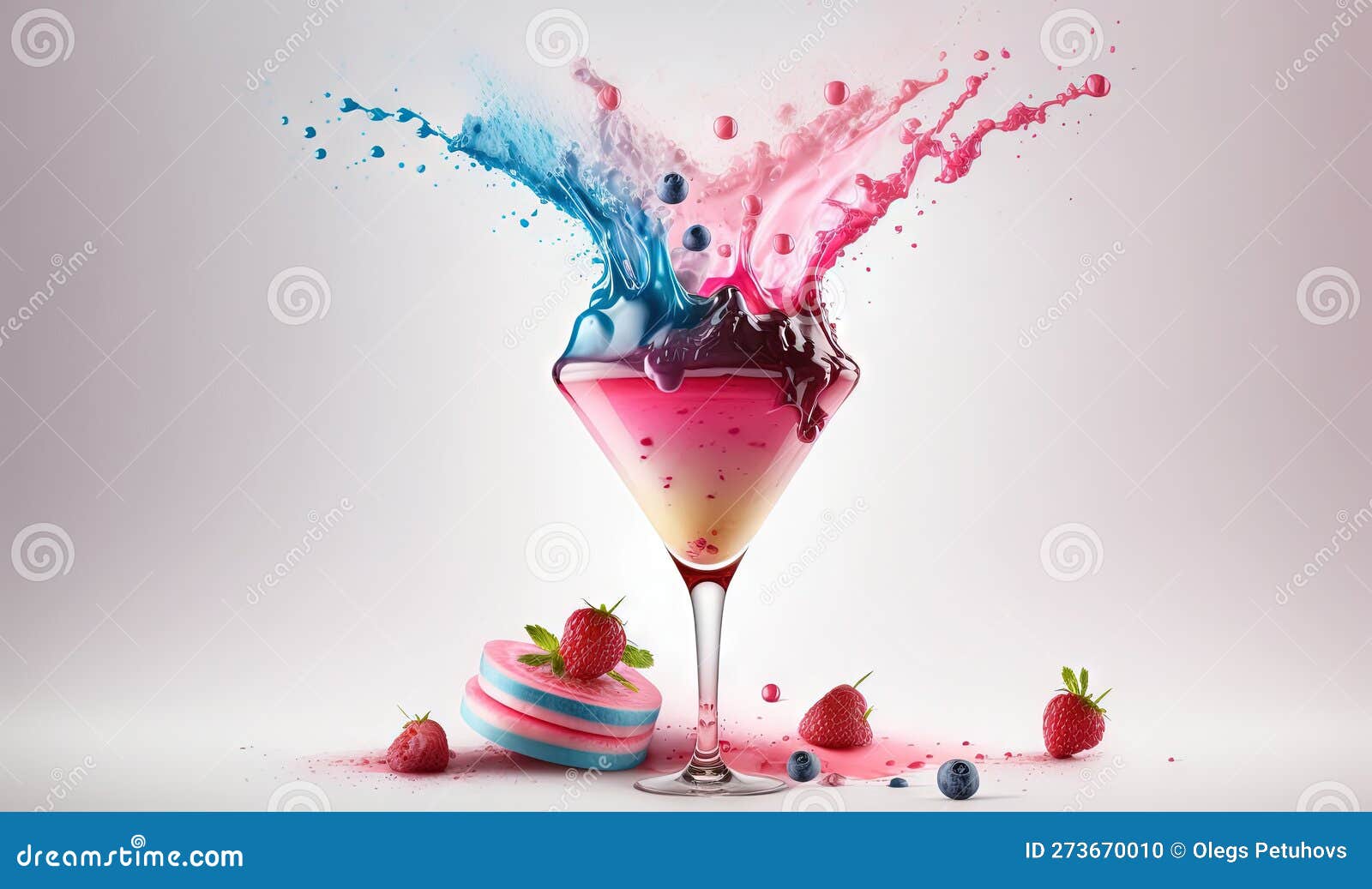 A Pink and Blue Drink with a Splash of Liquid on Top of it Stock ...