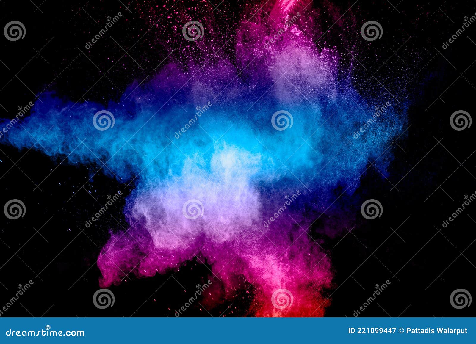 Pink Blue Dust Particles Splash on Black Background.Pink Blue Powder ...