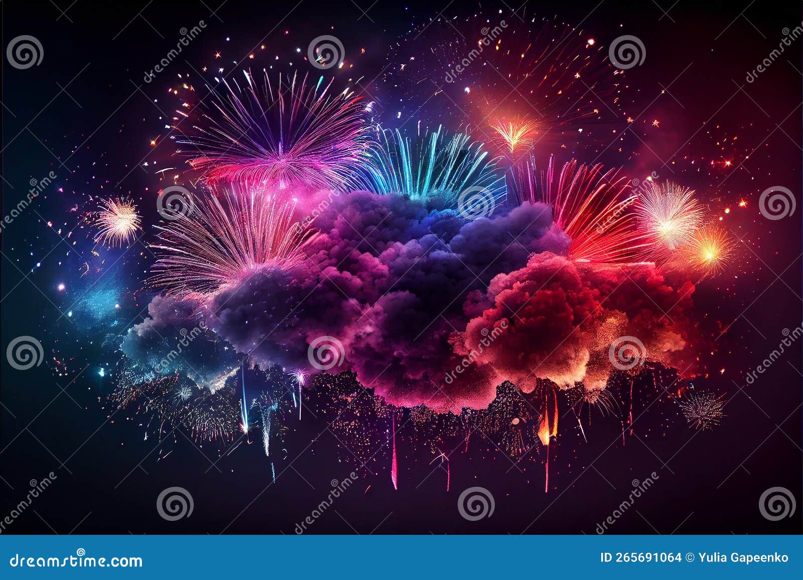 Pink and Blue Exciting Holiday Firework Party Background Generative AI ...