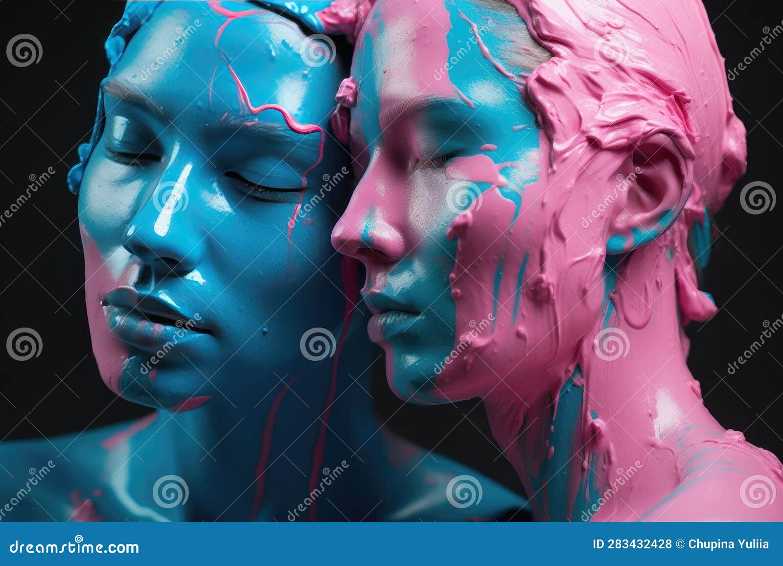 Pink and Blue Face Melting. AI Generated Stock Illustration ...