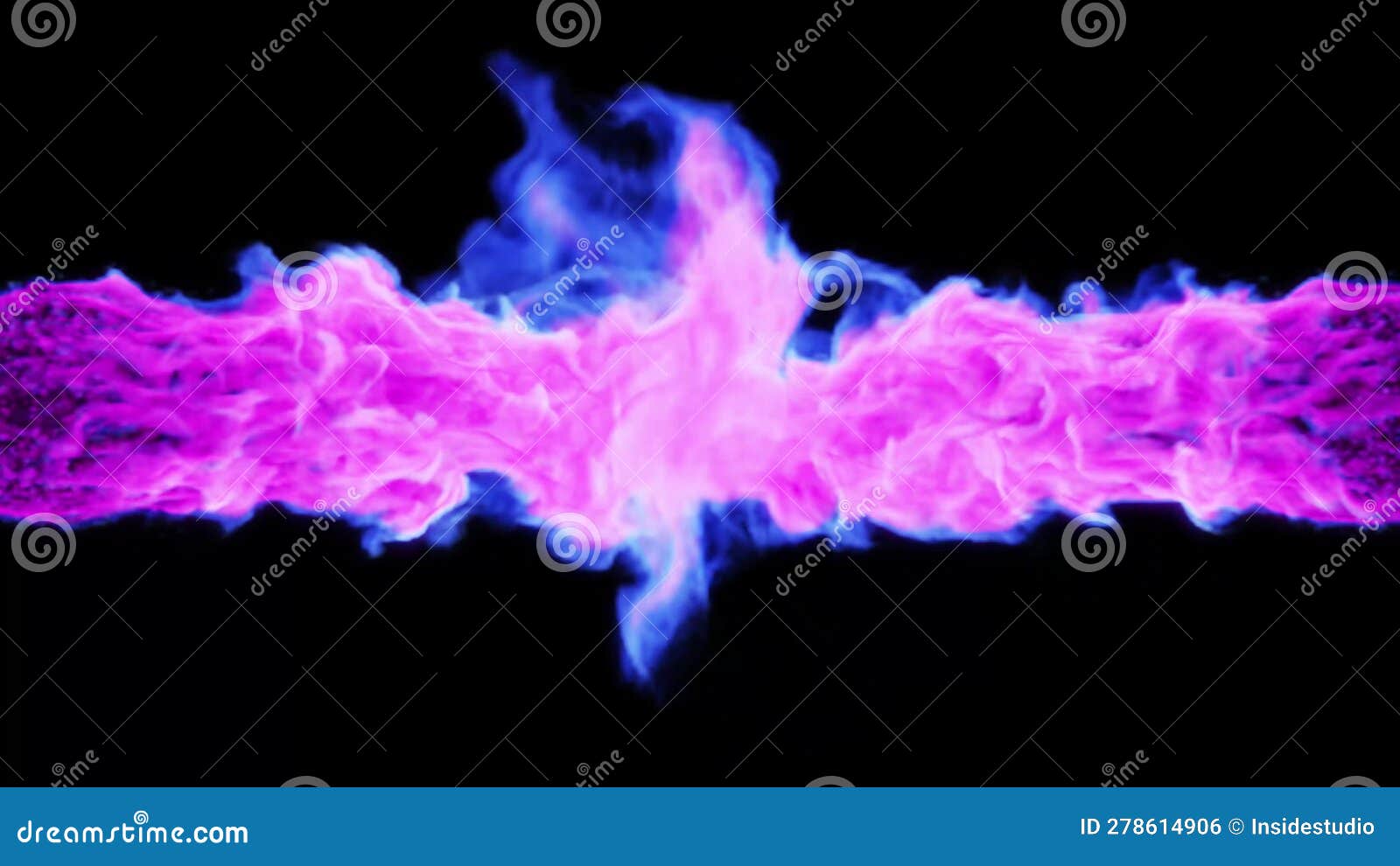 Pink-blue Flames on Both Sides on a Black Background. 3d Illustration ...